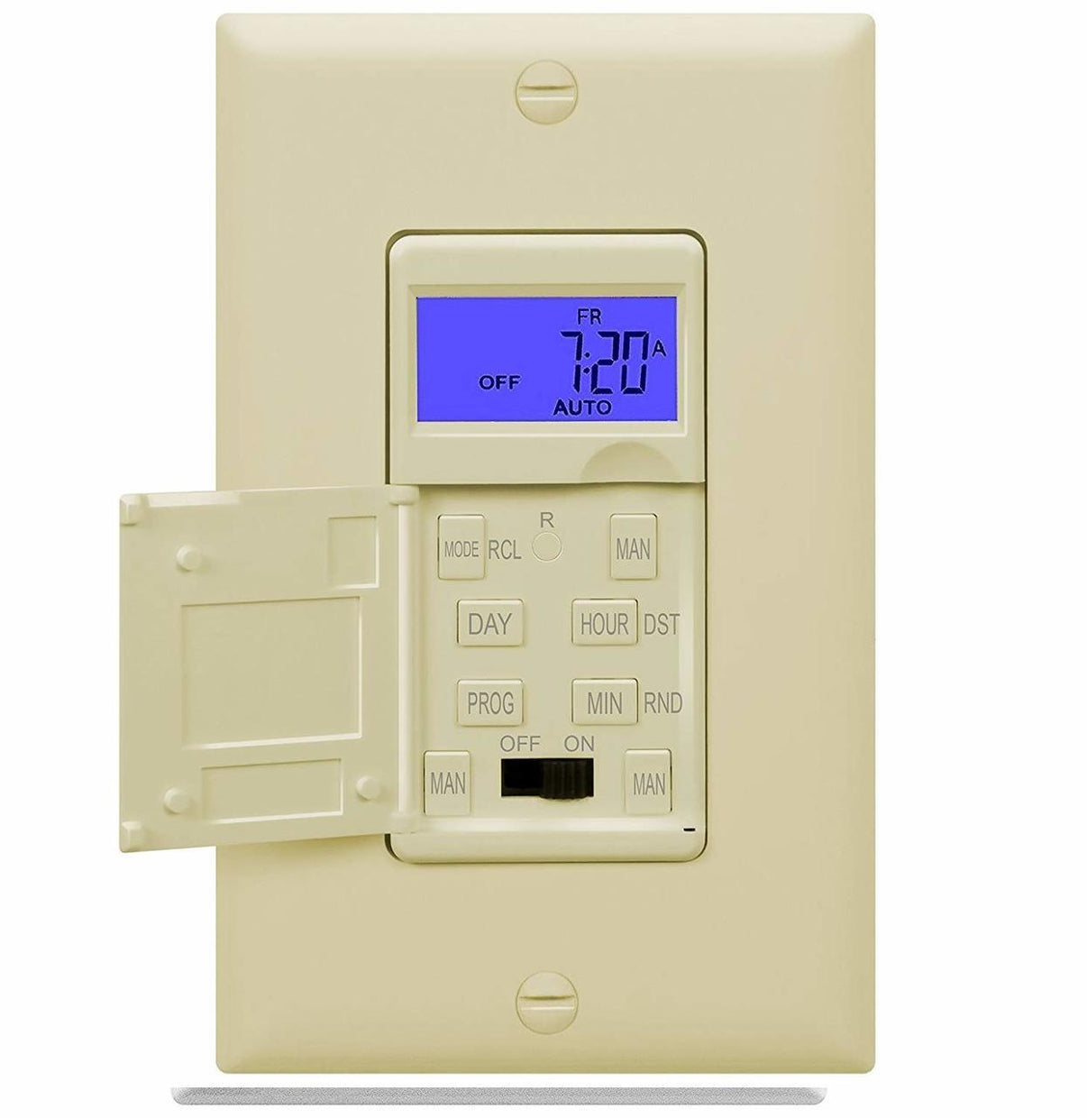 7 Days Digital in-Wall Programmable Timer Switch, Single Pole, Ivory