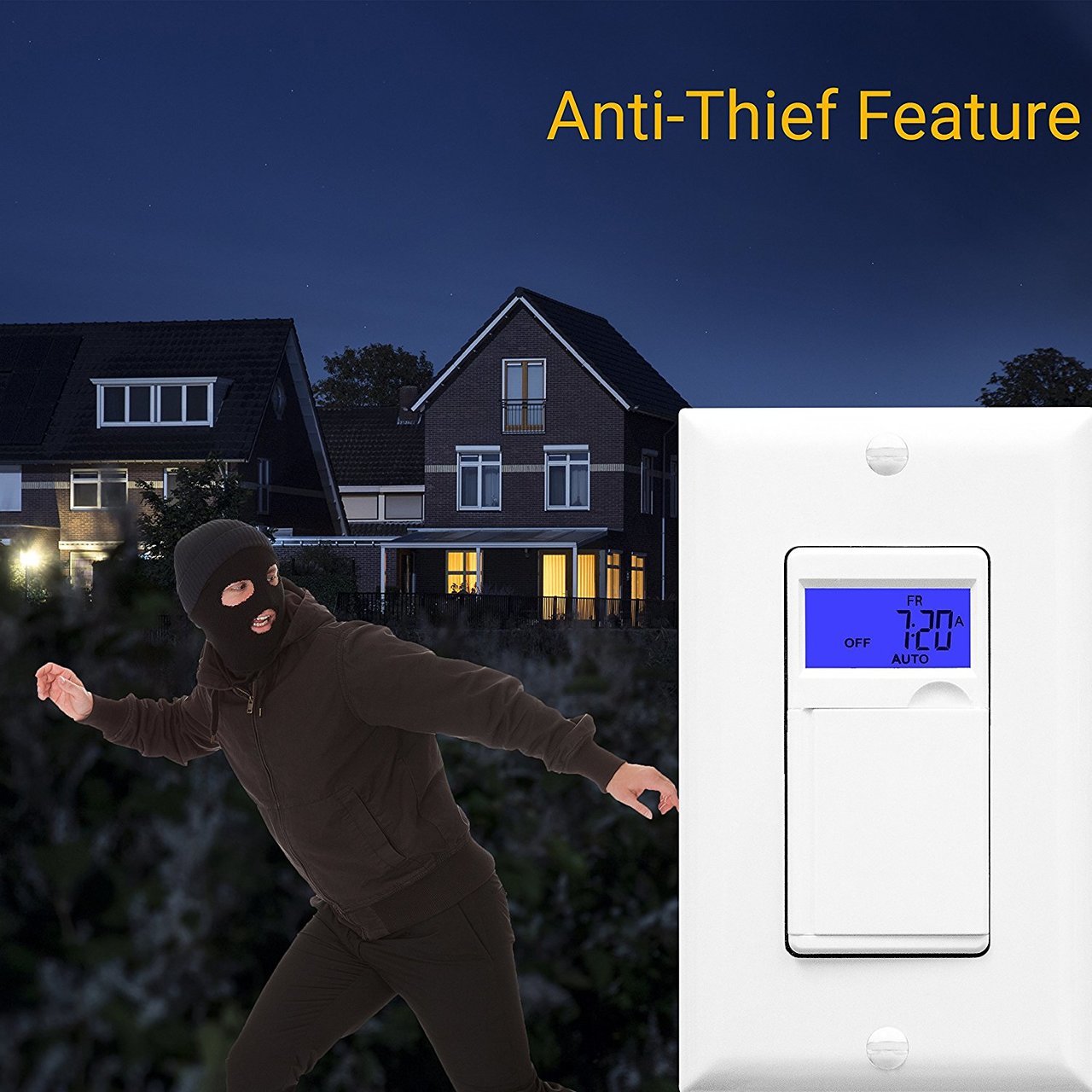 7 Days Digital in-Wall Programmable Timer Switch, Single Pole, White